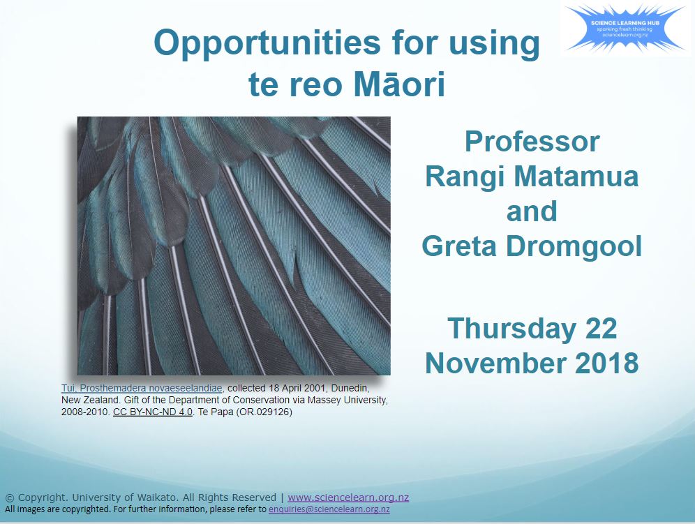 Opportunities for using te reo Māori – slideshow — Science Learning Hub